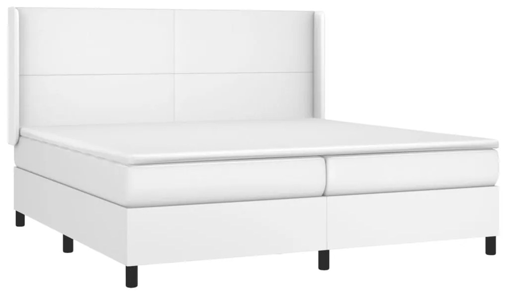 Box spring postel s matrací a LED bílá 200x200 cm umělá kůže,  3139284