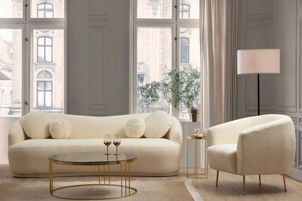 Designová 3-místná sedačka Tanicia 225 cm krémová