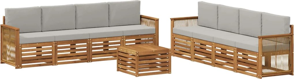 Venkovní pohovková souprava 9 ks Přírodní a světle šedá 3384177