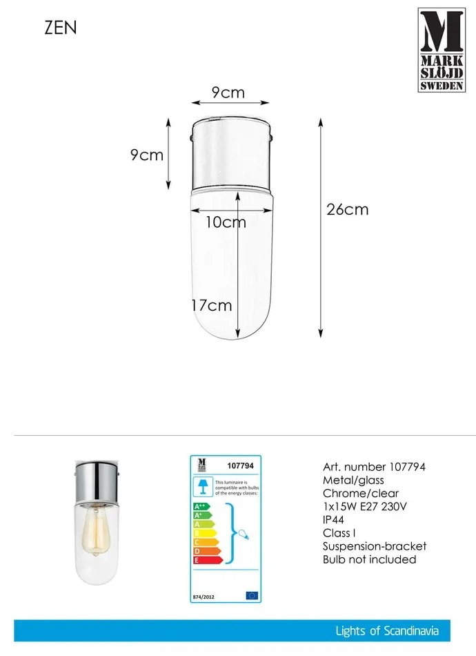 Stropní svítidlo Markslöjd Zen Ceiling Chrome Clear