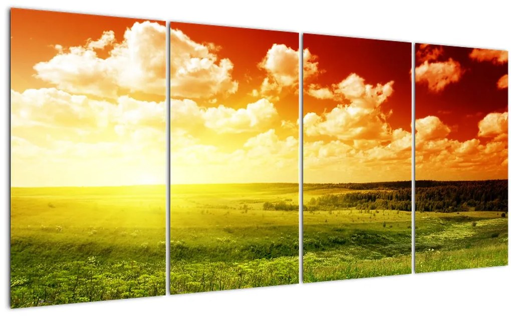 Obraz louky se zářícím sluncem (160x80 cm), 40 dalších rozměrů