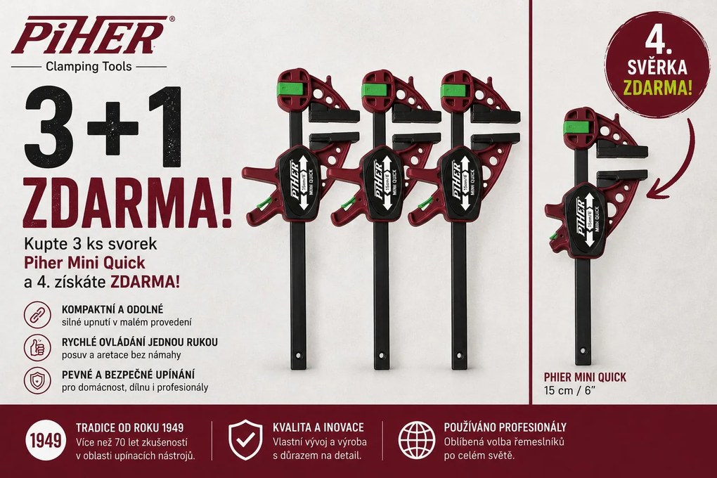 Piher |  Mini Quick 150 mm – akce 3+1 zdarma