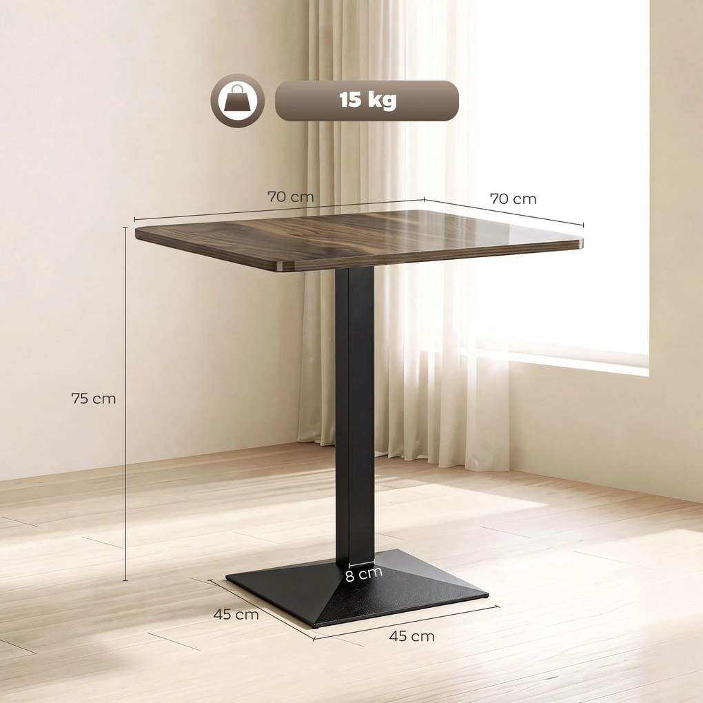 HOMCOM jídelní stůl pro 2 osoby, 70 × 70 × 75 cm, ořech