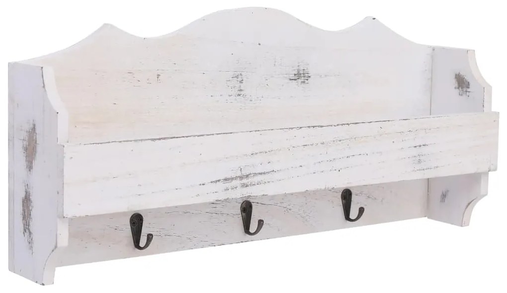 Nástěnný věšák bílý 50 x 10 x 23 cm dřevo 284231