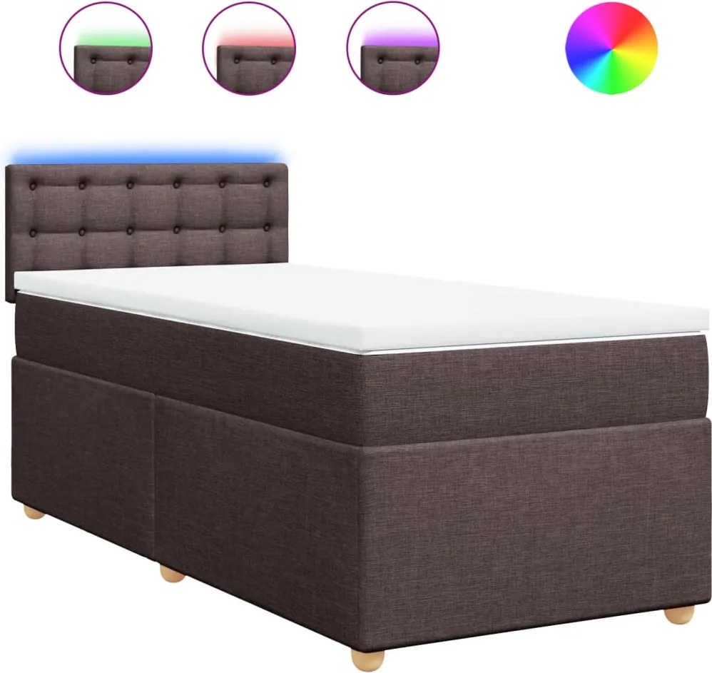 Box spring postel s matrací tmavě hnědá 90x200 cm textil 3288880