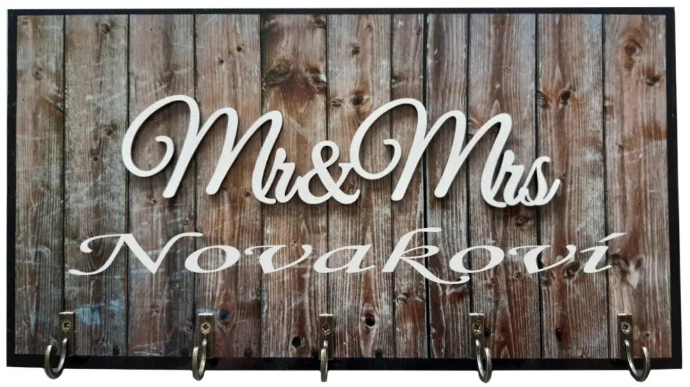 Věšák na klíče Mr & Mrs čislo: 1
