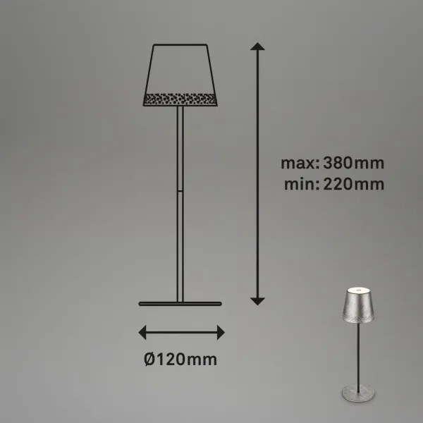 Brilo - LED St nab dotyk stolní lampa KIKI LED/2,6W/5V IP44 2600 mAh stříbrná