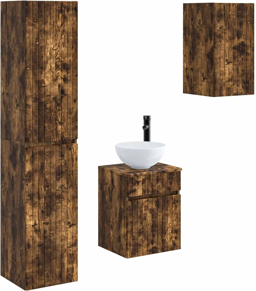 Sada koupelnového nábytku 3 ks Kouřový dub 33 x 34,5 x 160 cm 3406088