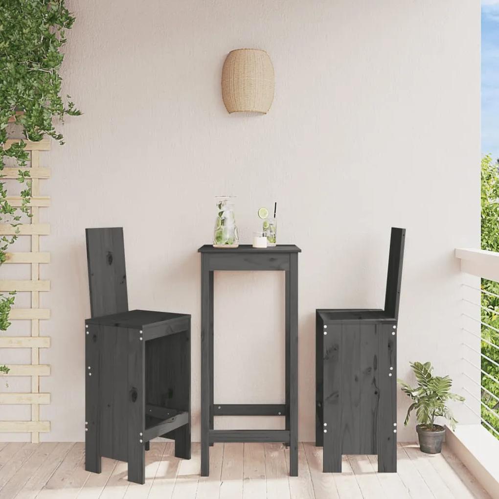 Barové stoličky 2 ks šedé 40 x 42 x 120 cm masivní borové dřevo - Default Title