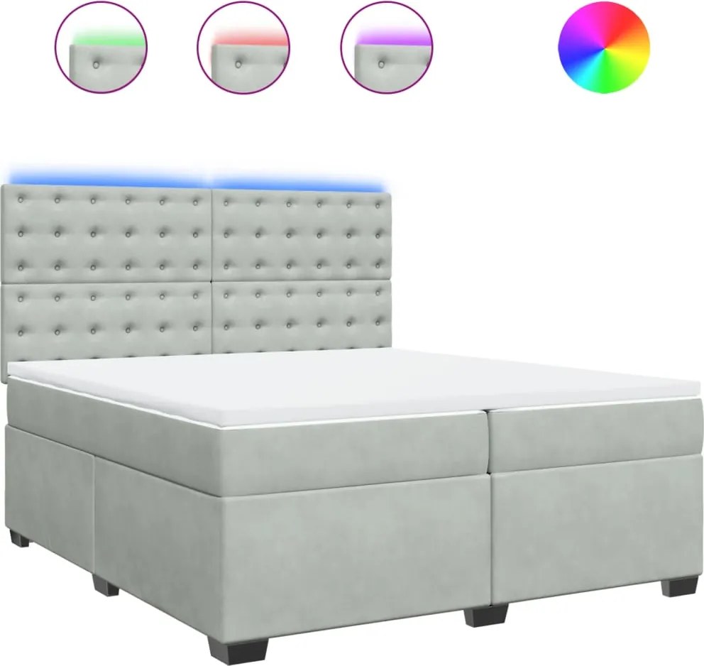 Box spring postel s matrací světle šedá 200x200 cm samet 3293314