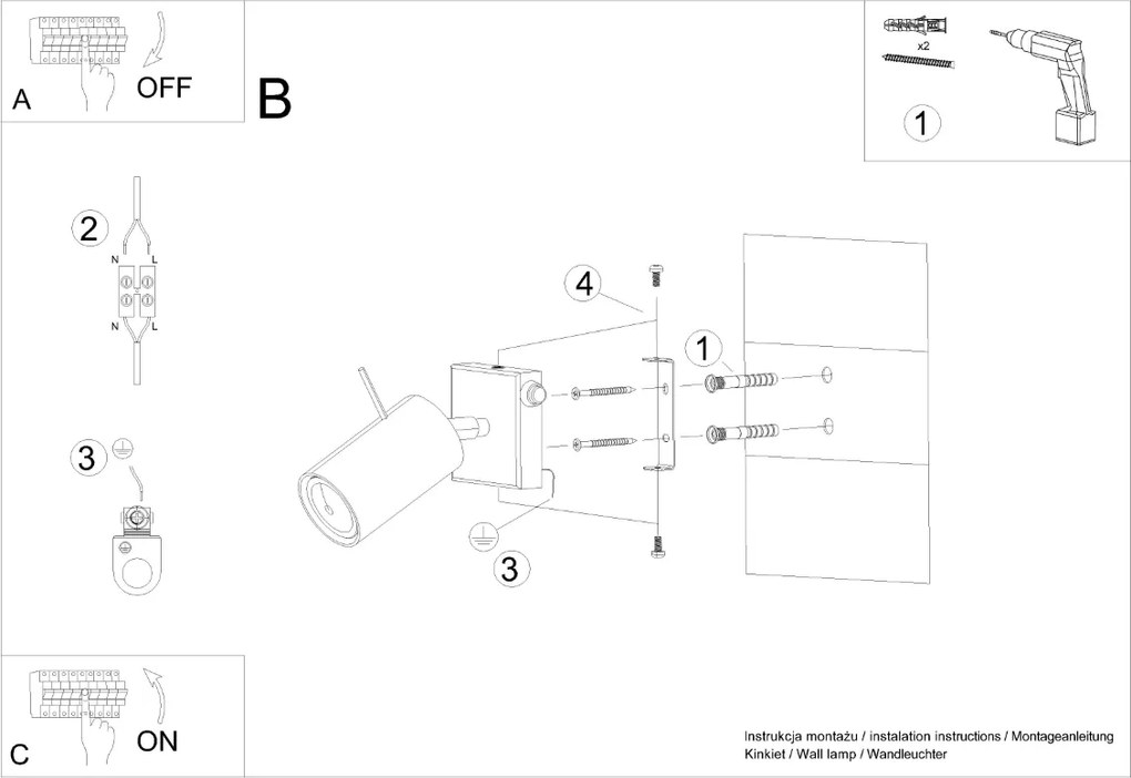 Sollux Lighting Nástěnné svítidlo RING bílé s vypínačem