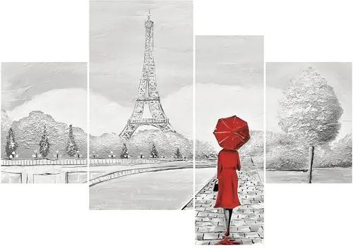 Obraz 4-dílný Pařížanka 70x100 cm