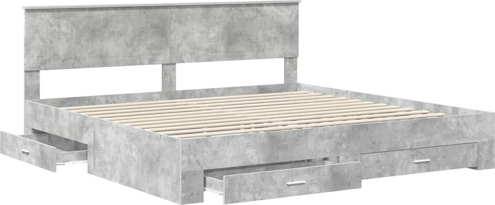 Rám postele s čelo Betonově šedá 200 x 200 cm Kompozitní dřevo 3410857