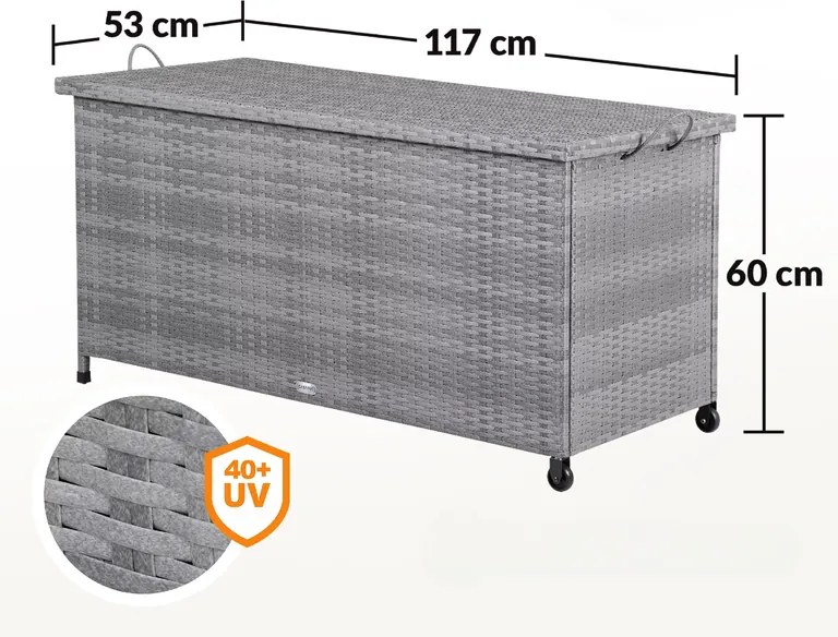 Deuba Úložný box s kolečky 370 L - šedý