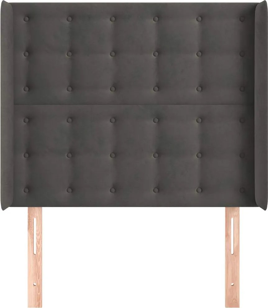 Čelo postele typu ušák tmavě šedé 83x16x118/128 cm samet 3120045