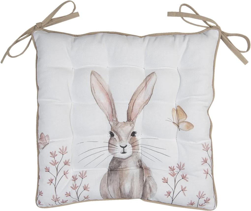 Bavlněný podsedák s výplní s motivem králíka Rustic Easter Bunny - 40*40 cm  | BIANO