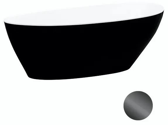 Besco Volně stojící vana z litého mramoru Goya BW 140x62 (160x70, 170x72) Barva: Bílá/černá, Rozměry (cm): 160x70,5, Typ a barva výpustě: Click-Clack s horním čištěním, chrom