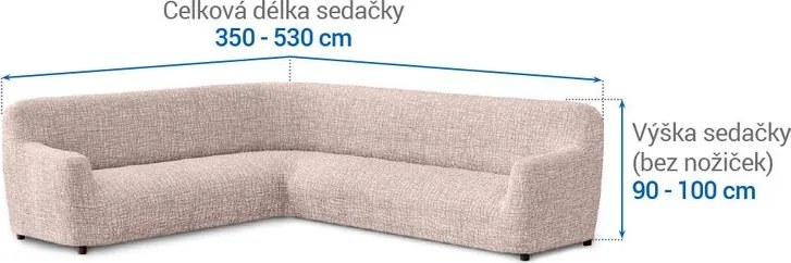Bielastické potahy GRAFITI NOVÉ béžové rohová sedačka (š. 350 - 530 cm)