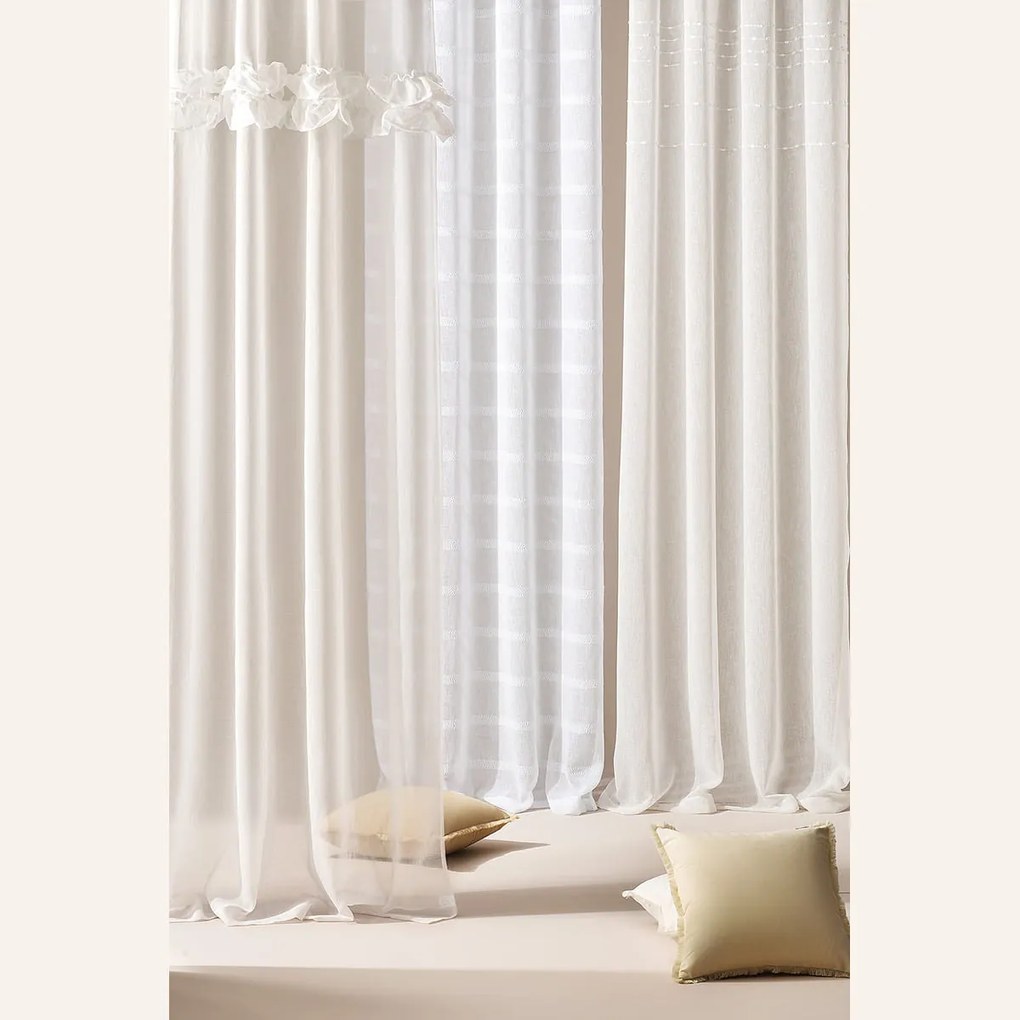 Room99 Záclona na kroužcích Maura Pásky Barva: Krémová, Velikost: 250 x 250 cm