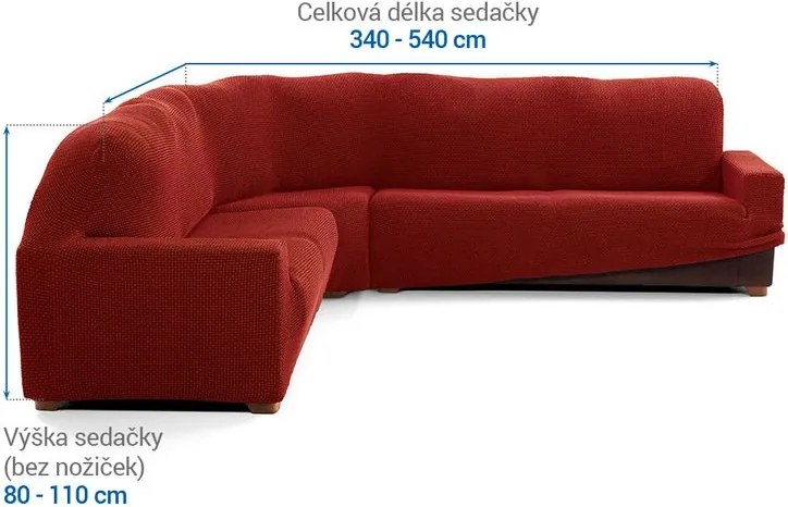 Super strečové potahy NIAGARA cihlová rohová sedačka (š. 340 - 540 cm)