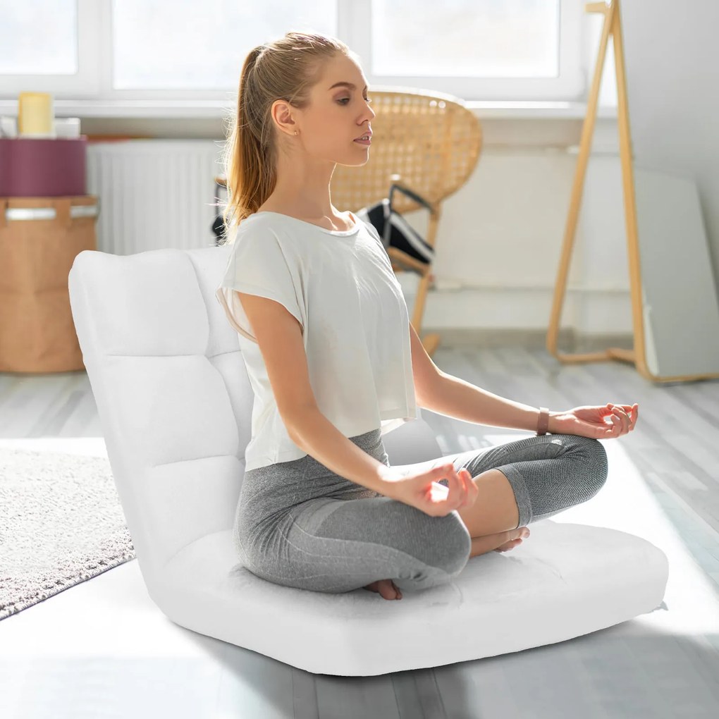 Costway Rozkládací křeslo Lazy Sofa Lazy Tatami Floor Cushion White