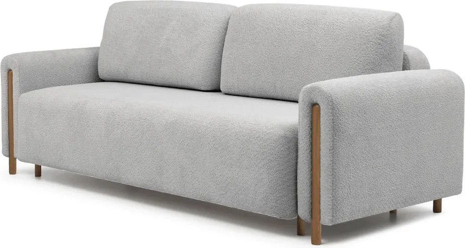 Světle šedá rozkládací/s úložným prostorem pohovka z textilie bouclé 244 cm Arcadova – ELTAP