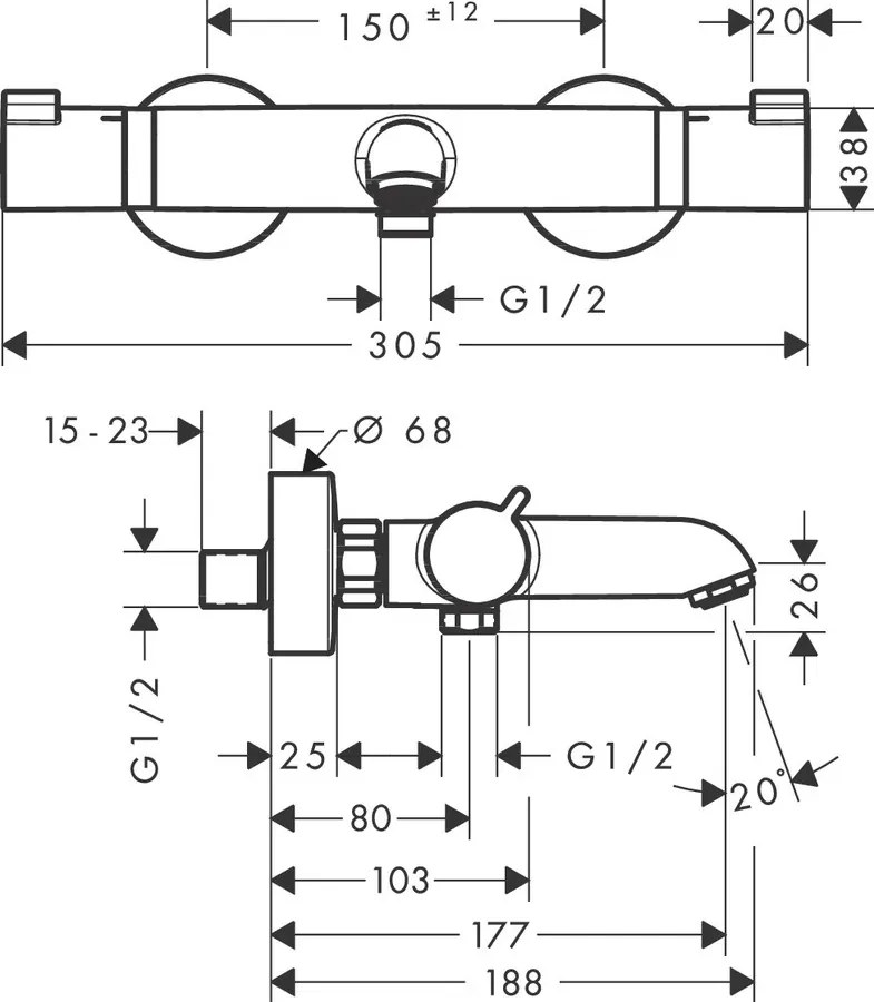 Hansgrohe Ecostat Comfort, termostatická vanová baterie, zlatá lesklá, 13114990