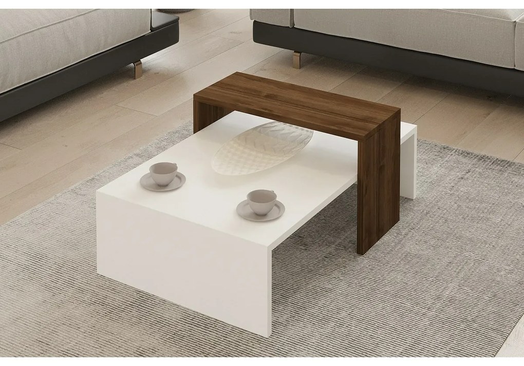Konferenční stolek Glow White and Walnut