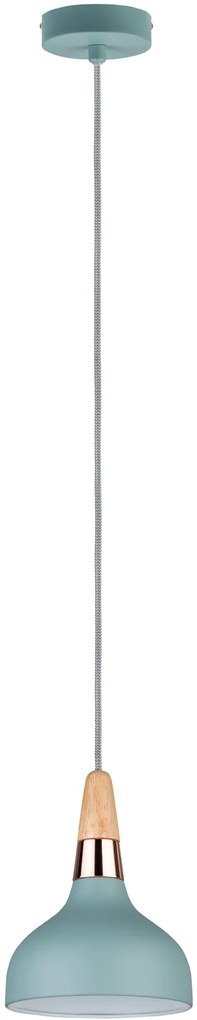 Paulmann 79652 Juna, zelené závěsné svítidlo z kovu, mědi a dřeva, 1xE14, Ø16cm