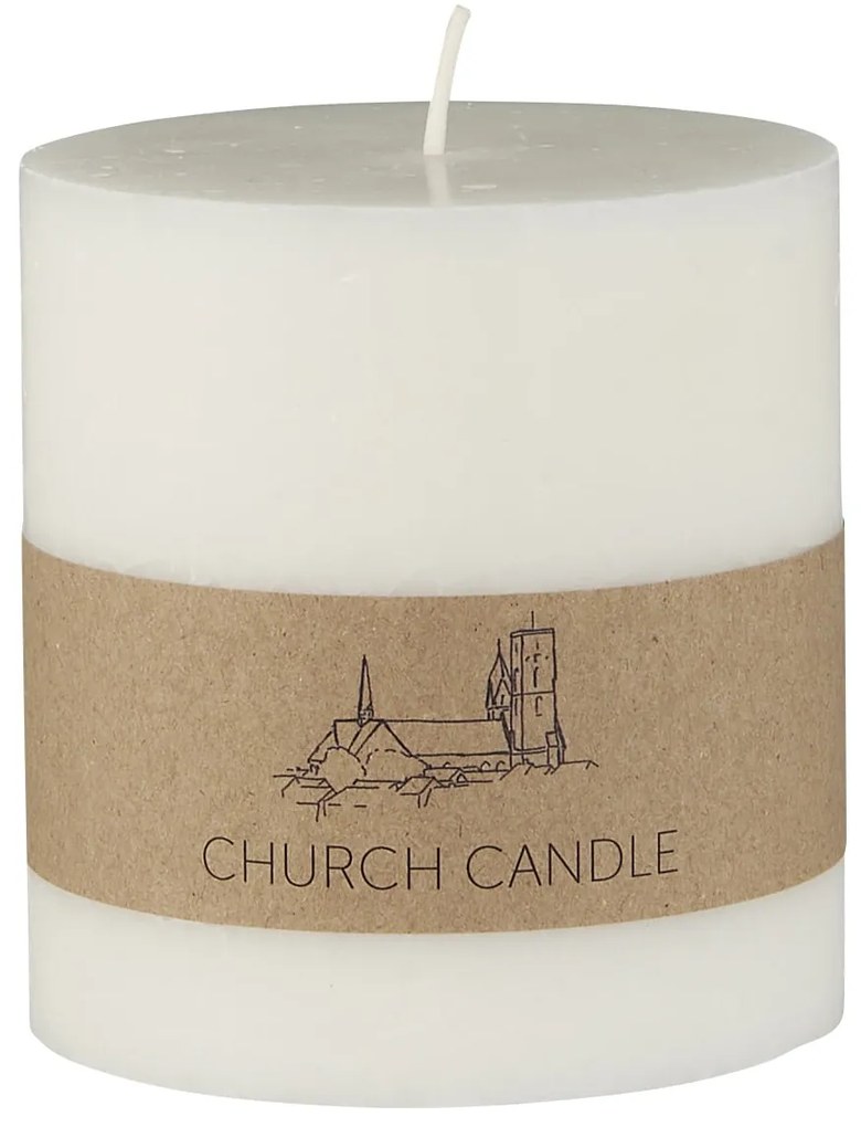 Ib Laursen Svíčka Church Rustic White 10 cm, bílá barva, vosk