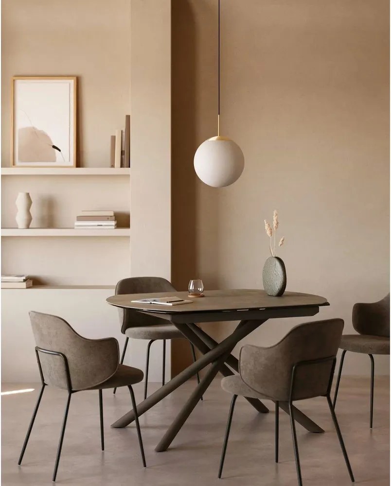 Rozkládací jídelní stůl s přídavnou deskou s keramickou deskou 100x130 cm Yodalia – Kave Home