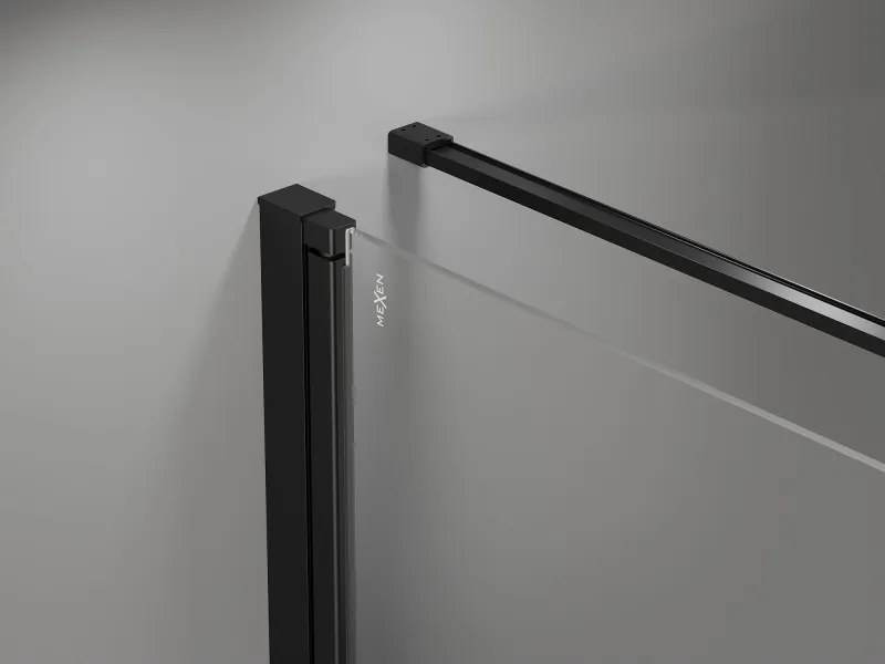 Mexen Mist-F T, 1-křídlý skládací sprchový kout levý 70 x 100 cm, čiré sklo-černá mřížka, 8A6T-070-100-70-77-L