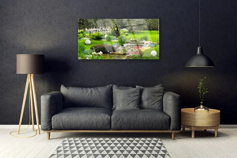 akrylový obraz Zahra Strom Květiny Příroda 100x50 cm