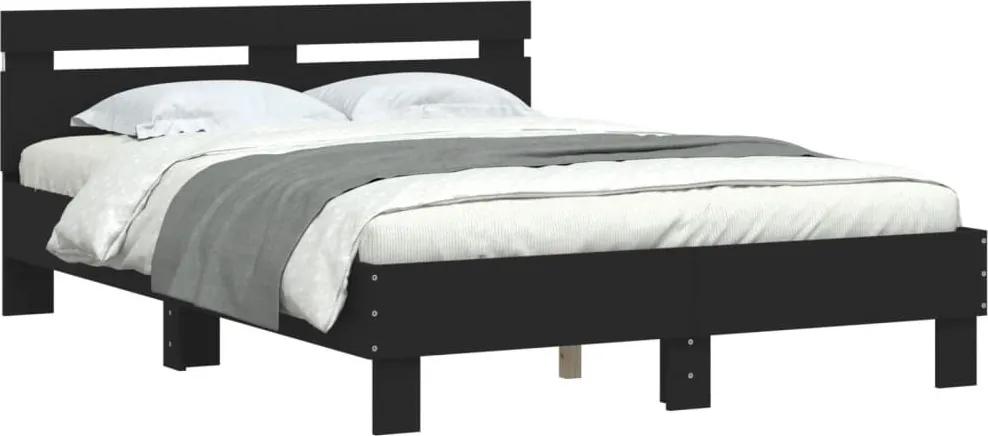 vidaXL Rám postele s čelem a LED osvětlením 135 x 190 cm [3207568] Barva: Černá