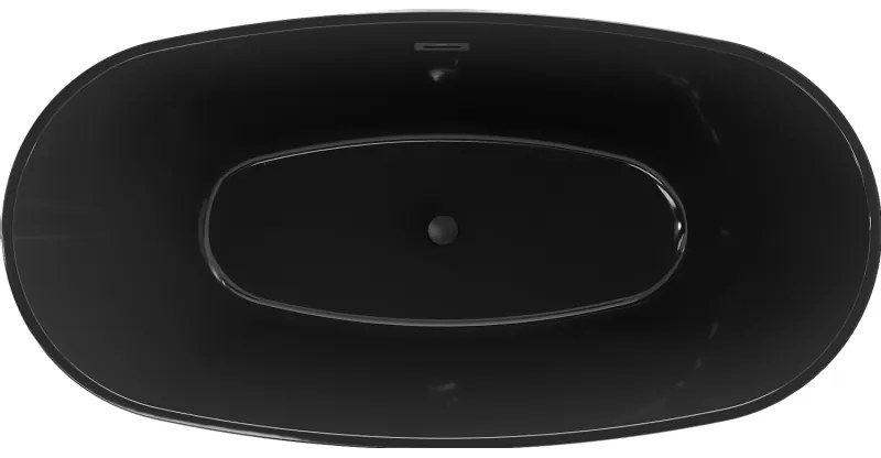 Mexen Eris, volně stojící vana 170 x 80 cm, černá, černý přepad, 53441708070-70