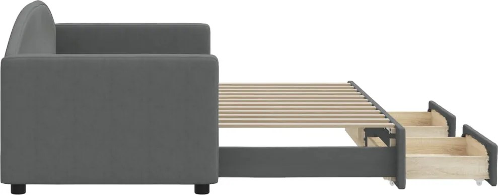 Válenda s přistýlkou a zásuvkami tmavě šedá 80 x 200 cm textil 3197220