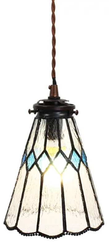Závěsná Tiffany lampa modré detaily Blue Rock – 15x115 cm