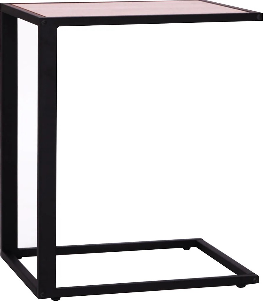 HOMCOM Malý Boční Stolek pro Pohovku ve Tvaru C s Kovovým Rámem a MDF Dřevěným Plošným pro Obývací Pokoj 40,6x50,8x64,2 cm Ořech | Aosom