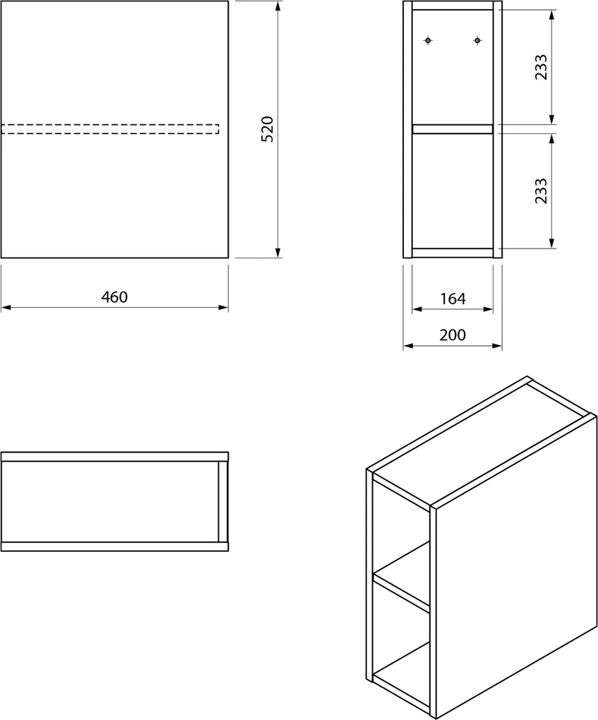 Sapho Cirasa koupelnová skříňka spodní 20 x 52 x 46 cm police bílá lesk CR311-3030