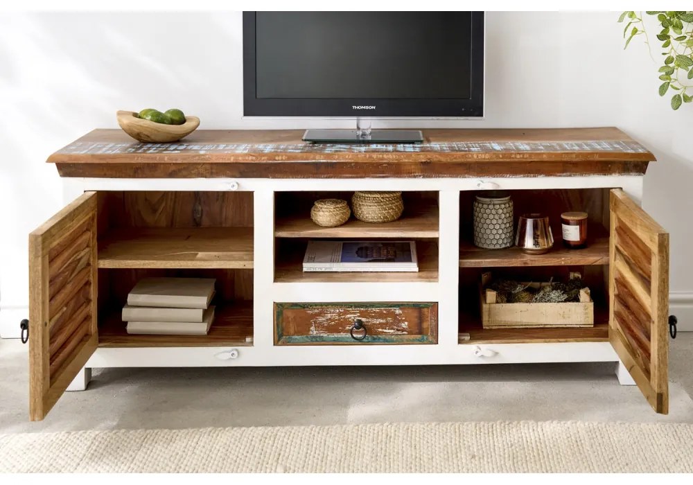 Massive home | Televizní stolek Jakarta White 150 CM masiv mango / recykl