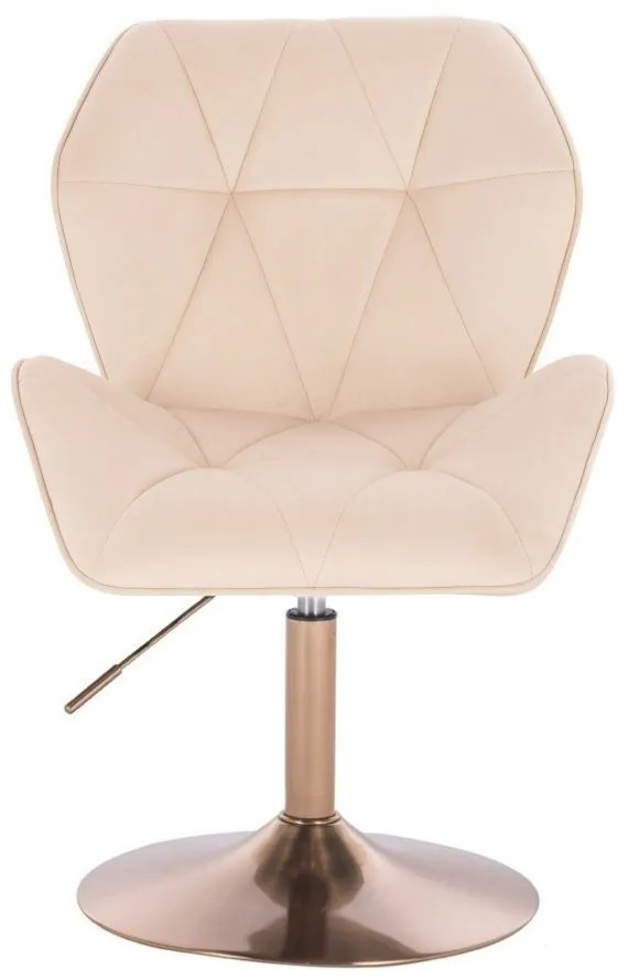 LuxuryForm DESIGN Otočná židle MILANO MAX VELUR na zlatém talíři - krémová