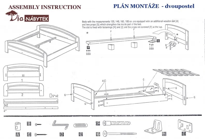 Via-nábytek Postel NIKOLAS masiv borovice 140 x 200 Povrchová úprava postele: Moření odstín ořech