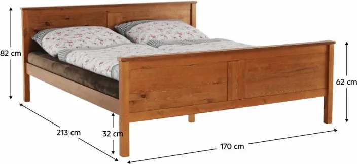 Postel, 160x200, borovicové dřevo v odstínu dub, PROVO NEW Kondela 0000400848