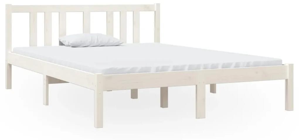 814860 vidaXL Rám postele bílý masivní dřevo 135 x 190 cm dvojlůžko