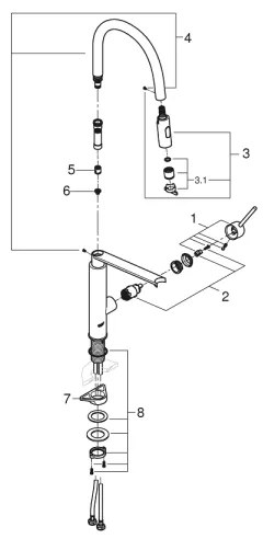 GROHE 31491DC0 - Dřezová baterie CONCETTO DN 15 nerez