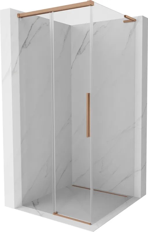 Mexen Rox, L posuvná sprchová kabina 110 x 110 cm, 8mm čiré sklo, měděný matný profil, 8C2L-110-110-65-00