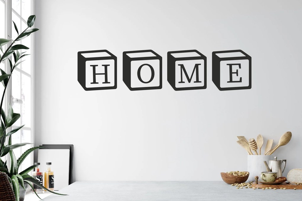 Samolepka na zeď Home - kostky Barevná varianta: Černá, Velikost (šířka x výška): 60x15cm