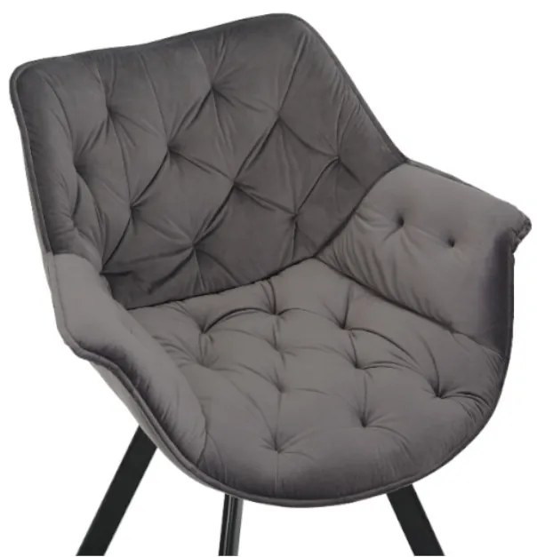 Designová otočná židle Kiara II šedý samet