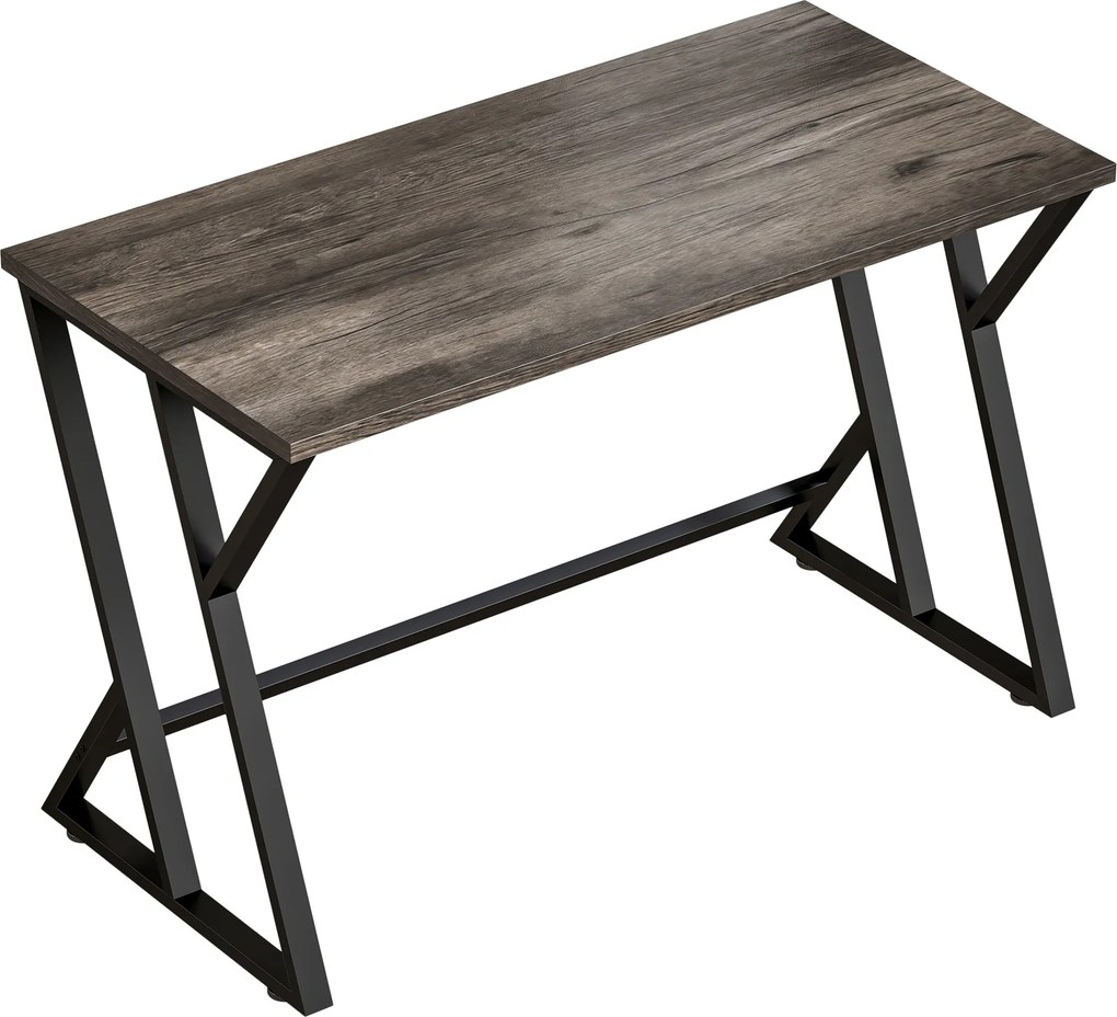 HOMCOM počítačový stůl 120 × 60 cm – industriální Z-rám, patinovaná šedá