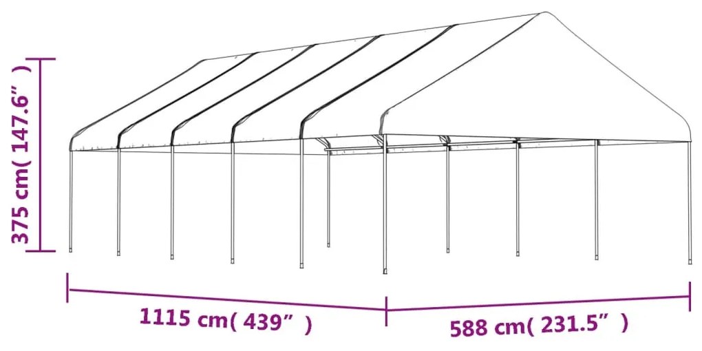 Altán se střechou bílý 11,15 x 5,88 x 3,75 m polyethylen,  3155521